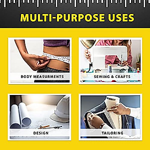 Perfect Measuring Tape All-Purpose 60 Inch Double Sided Fractional Inches and Millimeter/Centimeter Tape Measure TR-16-frac (60 inch White)