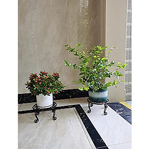 TREEZITEK 6 in Tall Plant Stand 11.8'' Diameter for Large Flower Pot Heavy Duty Potted Holder Indoor Outdoor Metal Rustproof Iron Garden Container Round Supports Rack for Planter,2 Pack