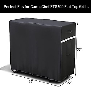 Grisun Griddle Cover for Camp Chef FTG600 Flat Top Griddle, 600D Fabric Waterproof Anti-Fade BBQ Cover for Blackstone 22" Griddle, Pit boss 22" Griddle with Stand, Come with Support Pole