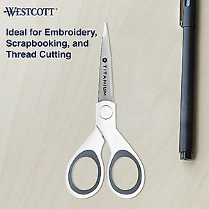 Westcott 16376 Crafting Scissors, 5-Inch Titanium Micro-Tip Scissors, White/Gray