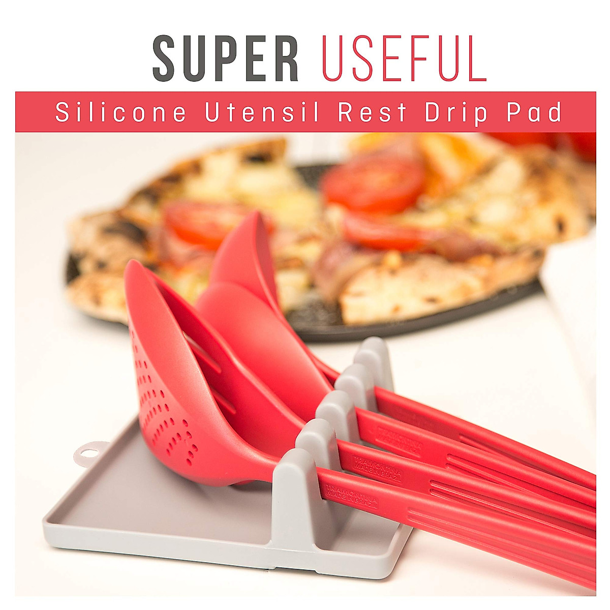 HOUSE OF MERLIN Utensil Rest Drip Pad | Heat Resistant, BPA Free Holder | Hold Spoons, Ladles, Tongs & More in Kitchen Counter or Stove Top | Multipurpose, High Quality, Durable & Easy Clean