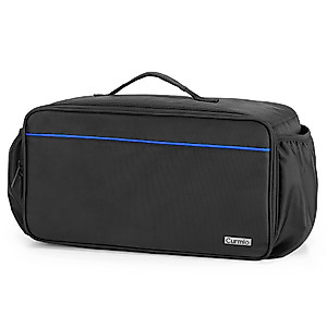 CURMIO Game Disc Storage Bag Holds Up to 24 Discs, Game Disk Travel Case Compatible for PS5/PS4/PS4 Pro/PS3/Xbox One/Xbox 360//Xbox Series X/S, Blue Stripe(Bag Only)