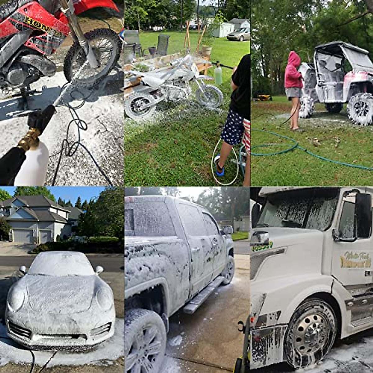 GDHXW 2 Liter Foam Cannon Pressure Washer Gun Heavy Duty Car Foam Blaster Big Mouth Adjustable Snow Foam Lance Thick Foam with 5 Nozzles and Quick Connector