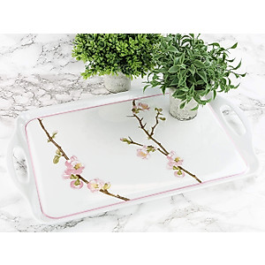 Reston Lloyd Rectangular Melamine Serving/Ottoman Tray, Cherry Blossom
