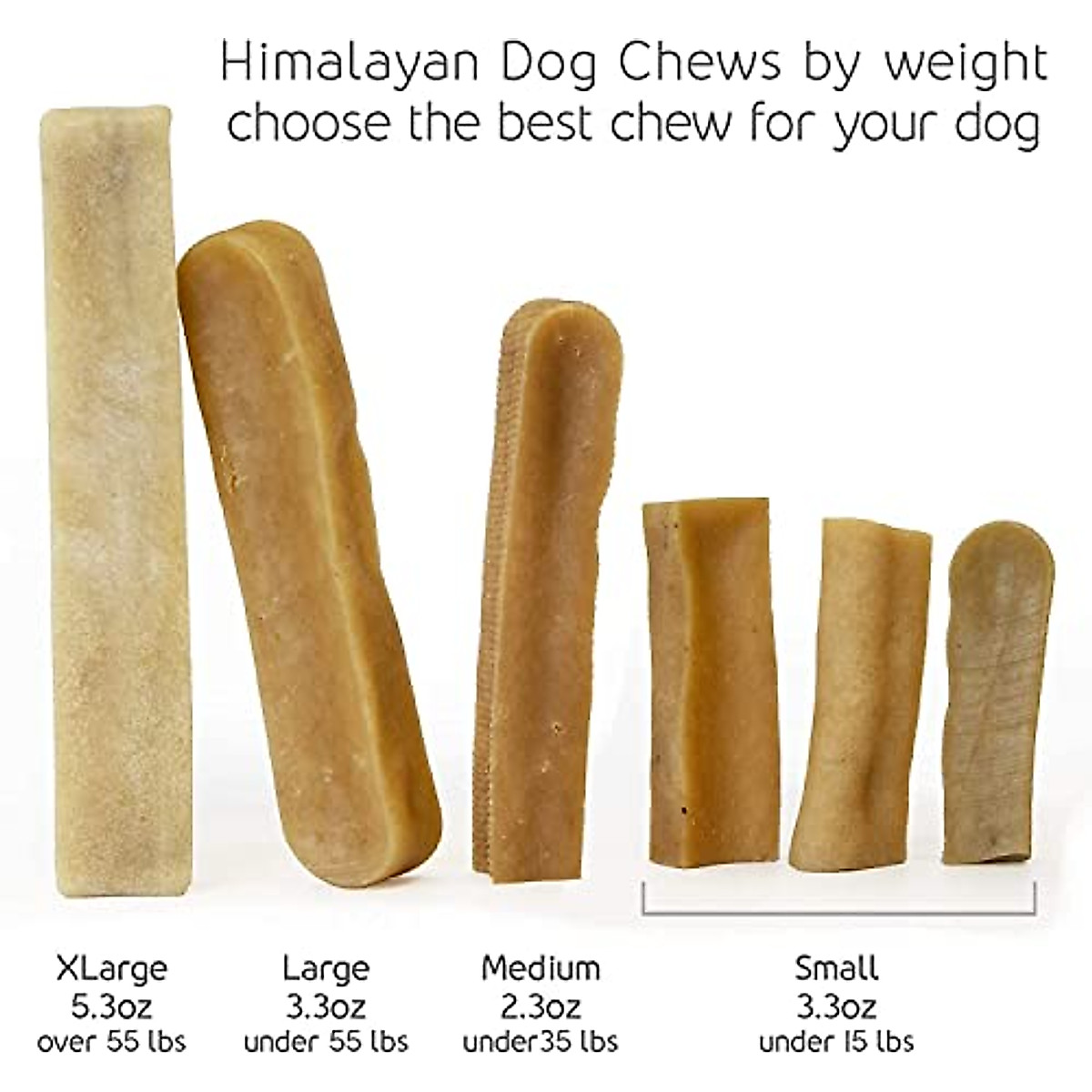 Himalayan Dog Chew Original Yak Cheese Dog Chews, 100% Natural, Long Lasting, Gluten Free, Healthy & Safe Dog Treats, Lactose & Grain Free, Protein Rich, Mixed Sizes, Dogs 65 Lbs & Smaller, 9.9 oz