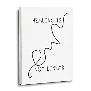 Framed Canvas Wall Art, Healing is Not Linear, Mental Health Positive Quote, Decoration for Social Worker Therapist Counseling Office - 12x15 inches (A22)