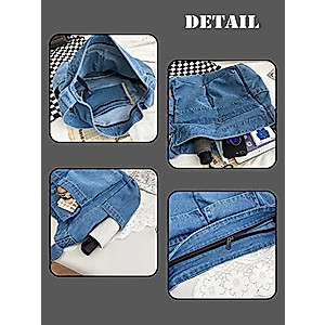 Nanwansu Denim Shoulder Bag Casual Style Canvas Bag Retro Travel Shopper Crossbody Handbag Hobo Tote Bag for Women Dark Blue