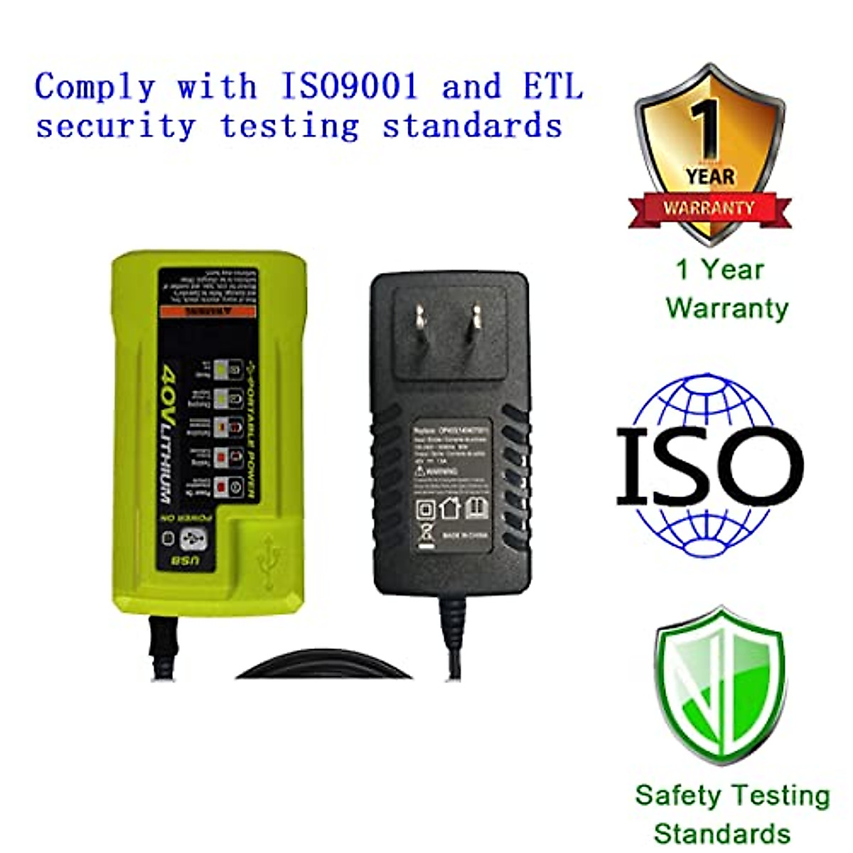 ANOPIW OP403 40V Lithium Battery Charger Replace Ryobi OP403 OP404 W/USB Plug in to Charge OP4015 OP40201 OP4026 OP4026A OP4030 OP40301 OP4040 OP4060 OP4060A OP40601 OP4050 OP4050A …