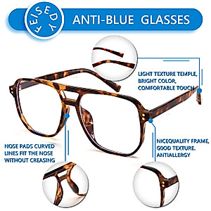 FEISEDY Blue Light Blocking Glasses Fake Nerd Clear Square Computer Lightweight Pilot Glasses Frame Oversized B2866