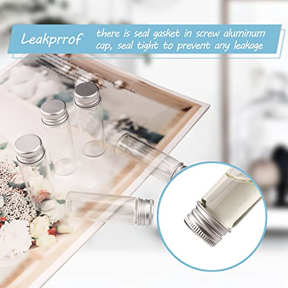 20 Packs 15ml/0.5oz Glass Vials With Aluminum Screw Lids Glass Sealed Bottle Clear Liquid Sample Vial For Jewelry Beads Herbs DIY Craft Storage Decorations