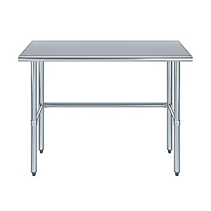 18" X 48" Stainless Steel Table with Open Base Table | Commercial & Residential Kitchen Laundry Garage Utility Bench | NSF Metal Prep Table