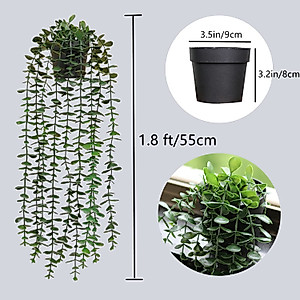 Mizii Artificial Hanging Plants,2 Pack 1.8ft Eucalyptus Vine Fake Leaves Green Chain for Indoor Outdoor Wall Shelf Home Room Balcony Garden Wedding Decor