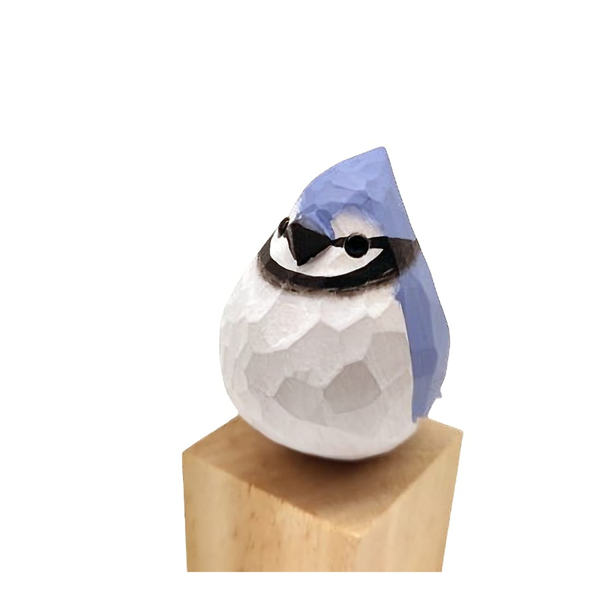 TALKLEK Hand Carved Wooden Bird Figurines, Creative Small Bird Statue for Home Decor, Bird Gifts for Bird Lovers (Blue Jay)