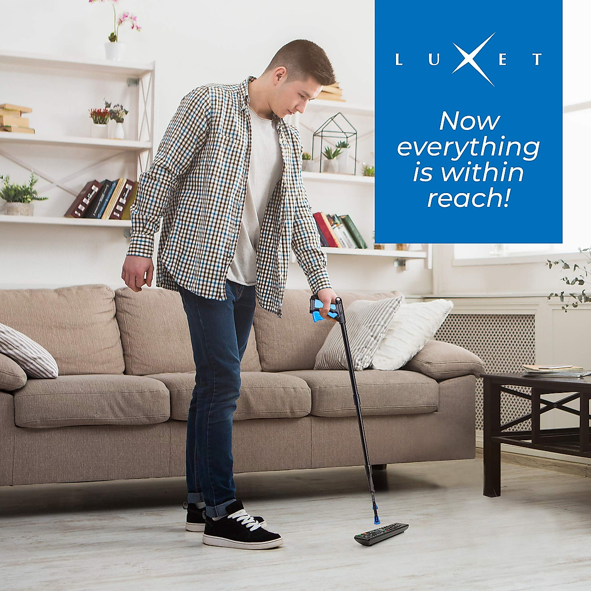 Grabber Reacher Tool, [Updated Version] Long 32” Steel Foldable Pick Up Stick with Strong Grip Magnetic Tip for Store Shelves, Lightweight Trash Picker Claw Reacher Grabber Tool for Elderly - by Luxet