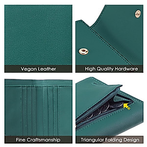 Travelambo RFID Blocking Small Mini Compact Wallet Coin Pouch Holder Trifold Credit Card Holder Pocket Purse for Women (Napa Green)