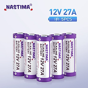 NASTIMA 12V 27A A27 Alkaline Battery, V27A LR27A MN27 L828 12V Battery (5-Pack)