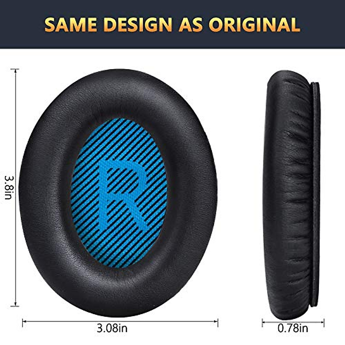 GEVO Upgraded Replacement Ear Pads for Bose QC25 Headphones- Cushions kit Also Fit QuietComfort2/15/35&35ii/Ae2/Ae2i/Ae2w and SoundLink 1&2/SoundTrue 1&2(Over-Ear)(Sky-Blue mats)