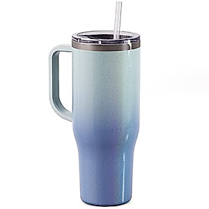 Maars Charger 40oz Insulated Travel Mug Tumbler with Handle | Double Wall Vacuum Sealed Stainless Steel Cup w/Straw and Lid, Seaside