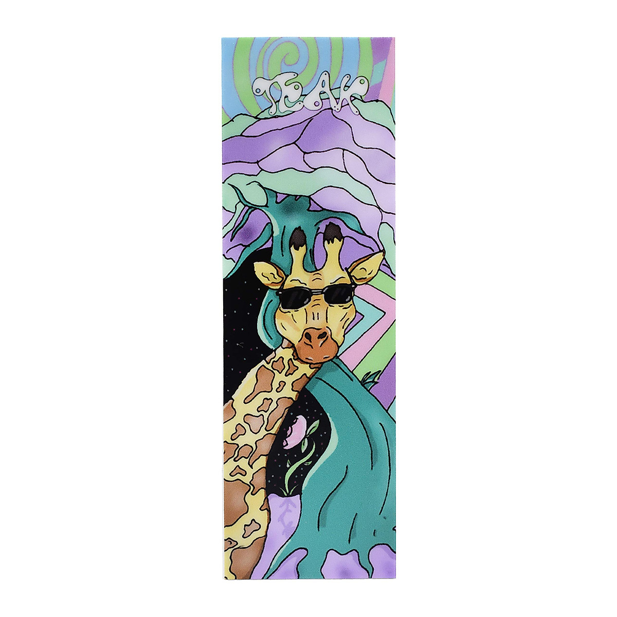 Teak Tuning Fingerboard Deck Graphic, Graffiti Giraffe - Adhesive Graphics to Customize Your 35mm Fingerboard Deck - 110mm Long, 35mm Wide, 0.2mm Thick - Waterproof Vinyl - Includes Mini File