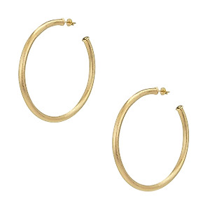 Sheila Fajl Everybody's Favorite Large 2.5 Inch Tubular Lightweight Hoop Earrings in Brush Champagne. 18k Gold and 18k Rose Gold Metal Plated