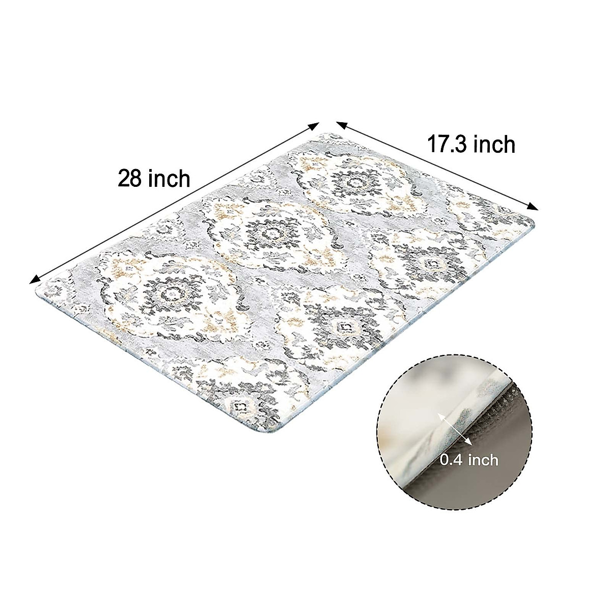 Jabogrii Kitchen Rugs Set 2 Piece Cushioned Anti Fatigue Mats PVC Non Slip Waterproof Kitchen Runner Rug Comfort Standing Foam Mat for Floor, Sink, Laundry 17.3"X47"+17.3"X29"