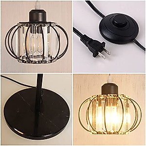 Beaysyty Industrial Style Crystal Tree Floor Lamp for Office Cafe Den Living Room Bedroom, On/Off Foot Switch,Black Floor Light,3 Lights