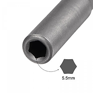 uxcell 1/4" Quick-Change Hex Shank 5.5mm Nut Setter Driver Drill Bit, 9.84" Length, Metric No-magnetic 2 Pcs