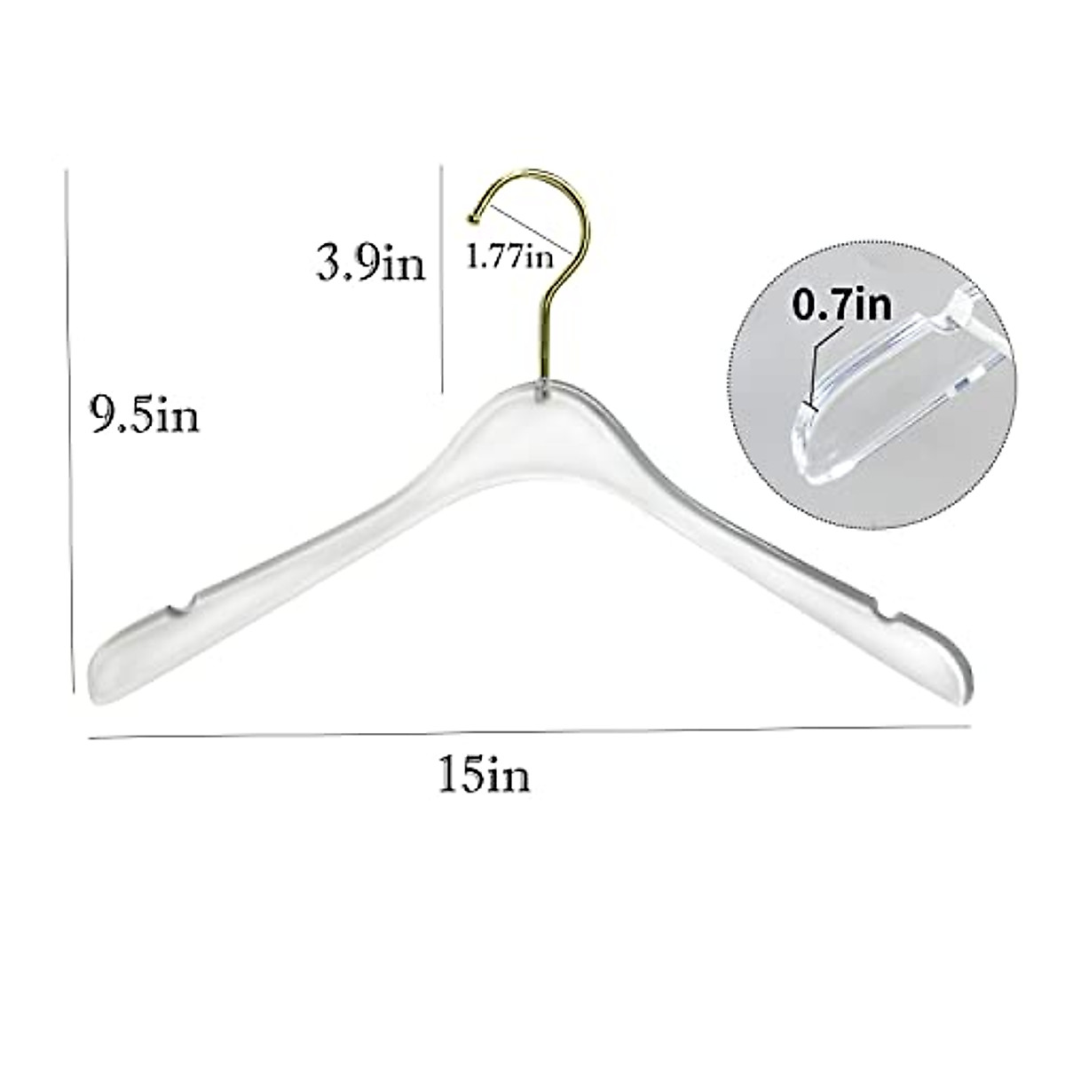 uyoyous Acrylic Clear Hangers 20 Pack Premium Quality Crystal Clear Hangers with Swivel Gold Hook Luxurious Shiny Clothes Hangers Standard Hangers (Clear)