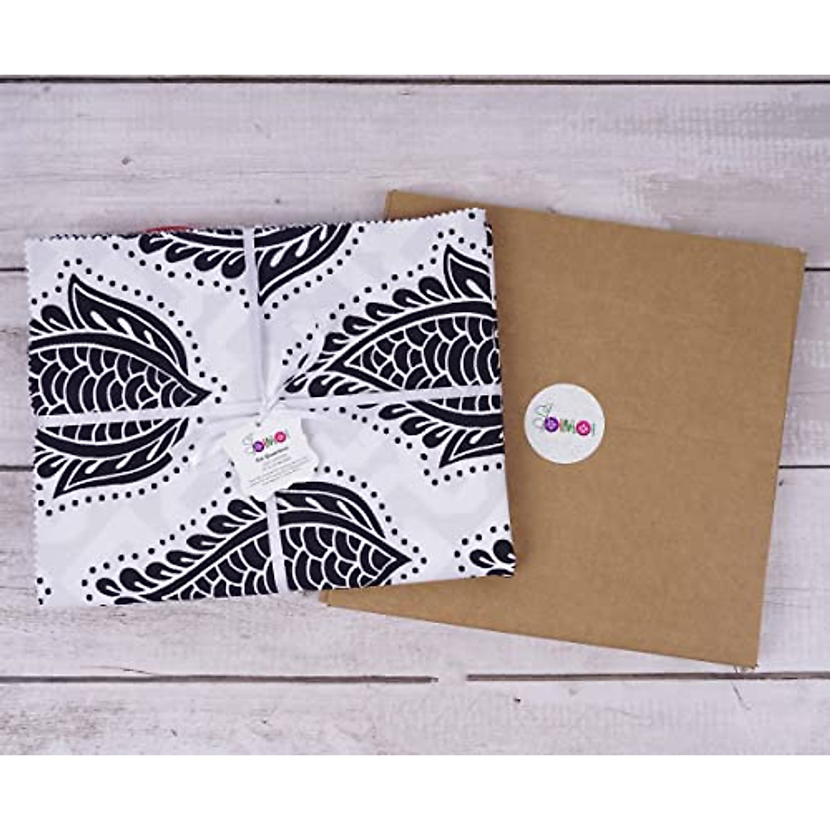 Soimoi 8 Pc Fat Quarter Bundle - Asian Block Print 18"x 22" DIY Patchwork- 100% Cotton Pre-Cut Quilting Fabric (White & Black)