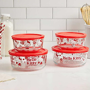 Pyrex 8-Piece Decorated Hello Kitty Glass Food Storage Set, 1459394