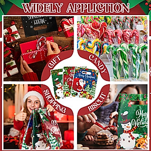 Cholemy 120 Pcs Christmas Merchandise Bags Bulk Christmas Plastic Bags 8 x 10 in Christmas Favor Gift Bag Christmas Party Favor Bags with Handle for Shopping Holiday Boutique Treat(Bright Style)