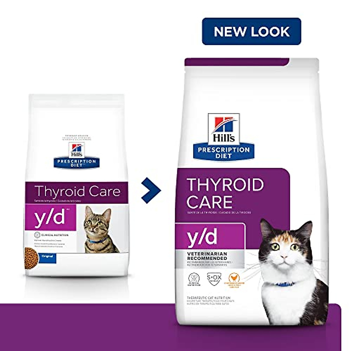 Hill's Prescription Diet y/d Thyroid Care Dry Cat Food, Veterinary Diet, 4 lb. Bag