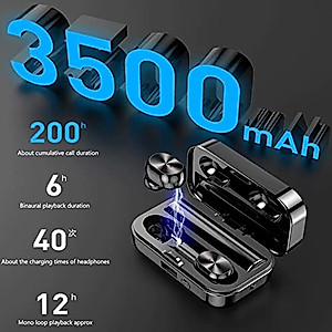 Usblom Wireless Bluetooth Headphones Binaural in-Ear Waterproof Noise Cancelling Headphones Digital Battery Display Mini Private Mode, Sports Mode Fingerprint Sensing, Black