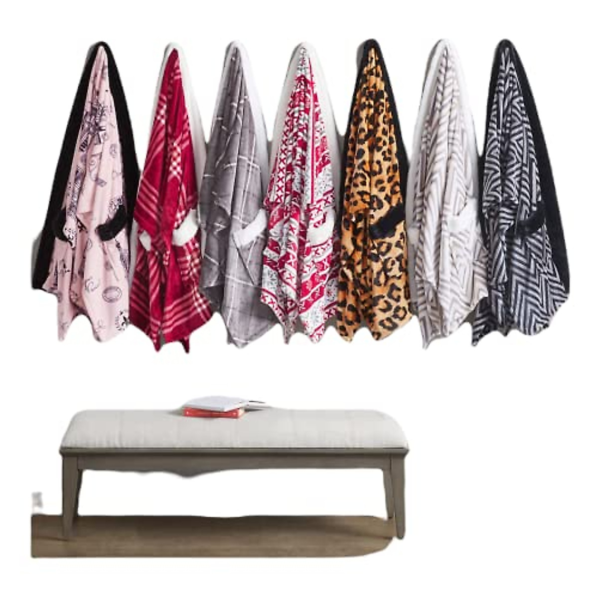 Charter Club Cozy Plush Wrap 50'' x70'' Throw, Faux Fur Collar trim, Stay Warm with Big Pockets, Wearable Blanket, One Size (MCC58-1417)