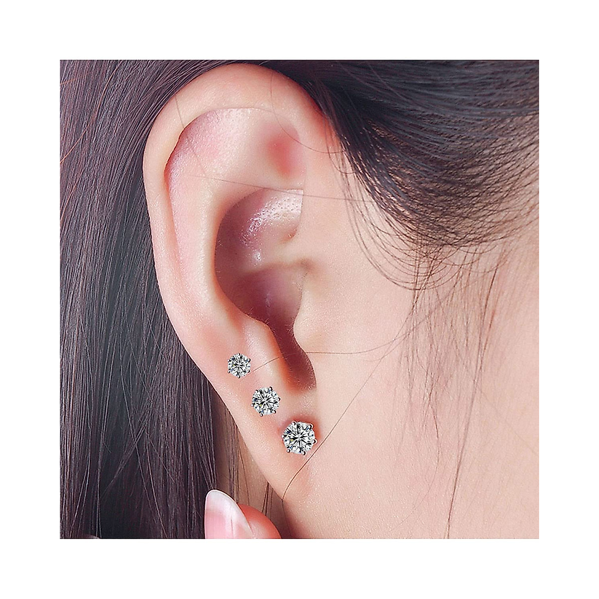 4 Pack Ear Piercing Gun Kit, SLVIEKAE Disposable Ear Piercing Gun with Silver Earring Studs Safety Ear Piercing Gun Kit Tool (3mm)