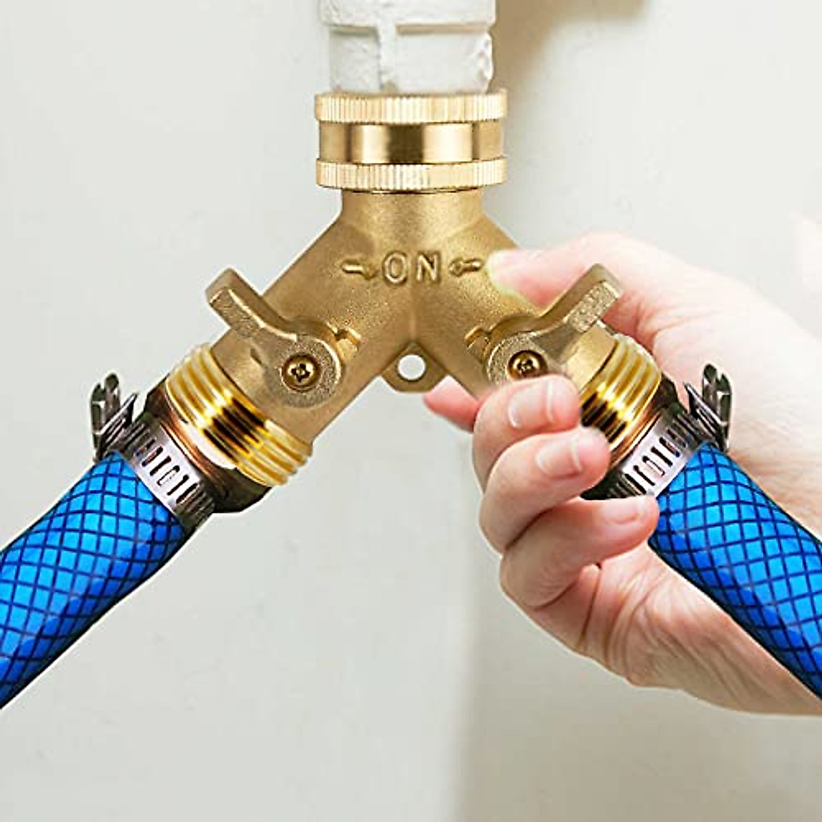 Triumpeek Brass Garden Hose Splitter, 3/4 Inch Brass Hose Connector, 2-Way Y Brass Hose Connector