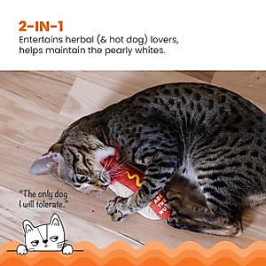 Catstages Hot Dog Kicker Catnip Toy and Dental Toy for Cats Hot Dog Themed Funny Catnip Stuffed Kicker Toy, Brown