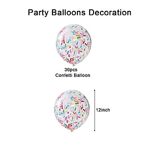 30PCS Party Balloon Birthday Balloons Sprinkles Confetti Balloon Pack - Ice Cream Sprinkle Balloons with Bright Confetti Party Decoration, Wedding, Bridal, Proposal
