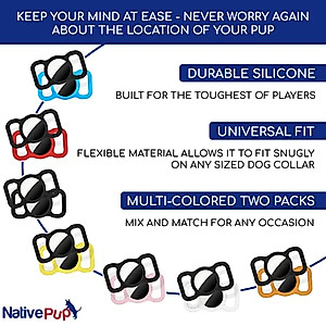 Native Pup Airtag Dog Collar (2 Pack) (Black/Blue)