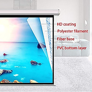 BBSJ 100" Motorized Electric Projector Screen 16:9 4K 3D Ready Wall Mounted with 12V Trigger Remote for Home Theater