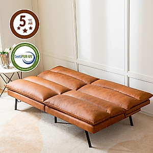 CH CHARME HOUSE N Bed Convertible futon Couch with Adjustable Backrest, Modern Sleeper Sofa for Office Living Bedroom and Sitting Room, Small, Brown-534