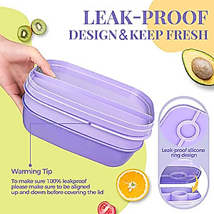 MKAVOE Bento Box Adult Lunch Box, 3-in-One Stackable Bento Lunch Box for Kids/Adults, 8 Compartments & Utensil Set Lunch Box Kids, Leak-Proof Bento Boxes for Work, Picnic, School