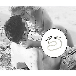 Nipple Clamps Bells Pearl Chain and Nipple Suckers 2pcs Vacuum Suction Cup Sexual Pleasure Non Piercing Adjustable Chain Nipple Clip on Jewelry Breast Clamps for Adult Women White