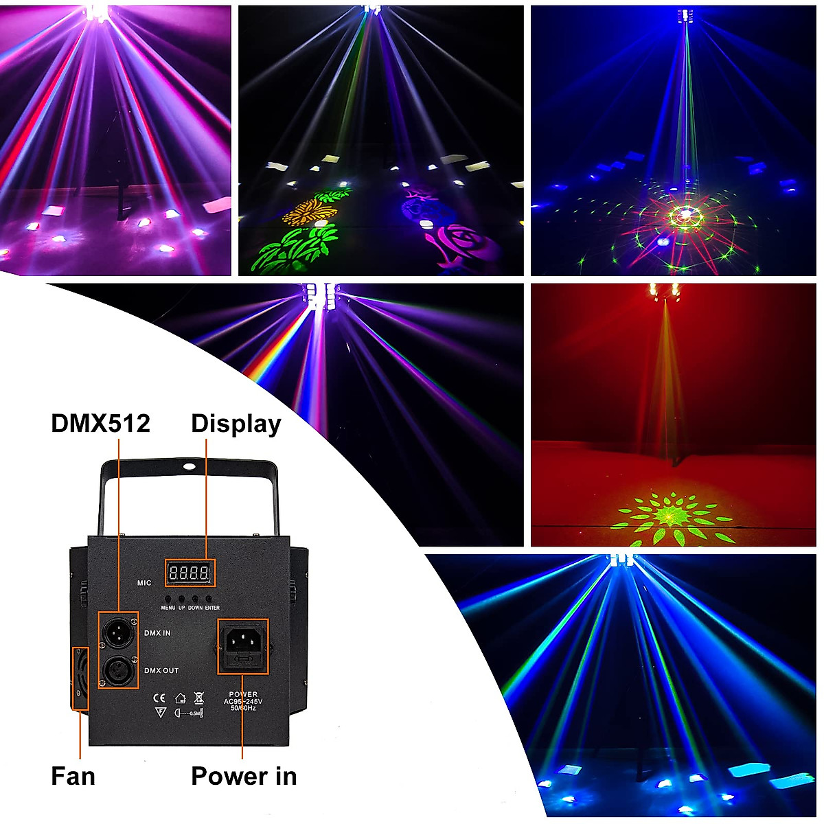 5 in 1 Disco Light DJ Light with Butterfly Beam Wash Pattern Strobe and 3535 LED Effect, Remote and DMX Control for Stage Wedding Bar Karawa Church Disco Show Party Lights...
