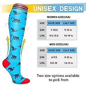 SunFeeling 6 Pairs Compression Socks for Women & Men Circulation, 20-30mmHg is Best Support for Running,Athletic,Sports,Small-Medium