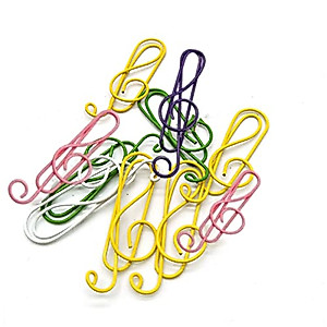 Music Multicoloured Metal Paper Clips 6 Colors, Musical Notes Style Fun Paper Clips Cute, Rainbow Music Paper Clips for Party Invitation Card Desk Bookmark Office School Notebook (50Pcs)