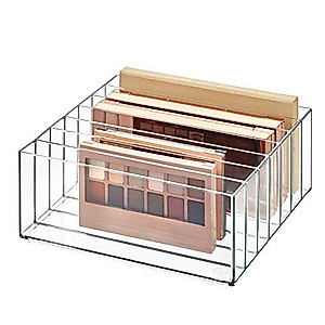 iDesign 42870 Clarity BPA-Free Plastic Divided Wide Makeup Palette Organizer, 8.1" x 8.1" x 3.7"