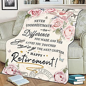 Christmas Retirement Gifts for Women 2023 Retirement Blankets for Female Mom Wife Grandma Nurses Friends Coworkers Happy Retirement Flannel Fleece Blanket for Bedding Sofa Retirement Party Decorations