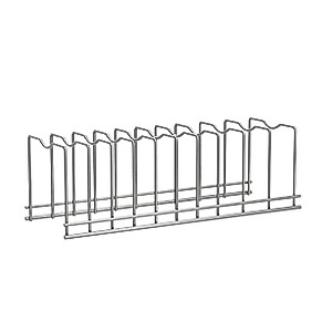 SANNO Stainless Steel Pan Pot Lid Holder, Pot Rack Organizer Kitchen, 13-1/3"W x 4-1/3"H x 4-3/4"D, 10 Dividers, 10 Slots