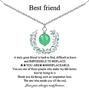 Jade Pendant Best Friend Birthday Gifts for Women Her Gifts for Your Best Friend Teen Girls Best Friend Necklace for Christmas College Graduation Back to School Thanksgiving Day Green Crystal Necklace